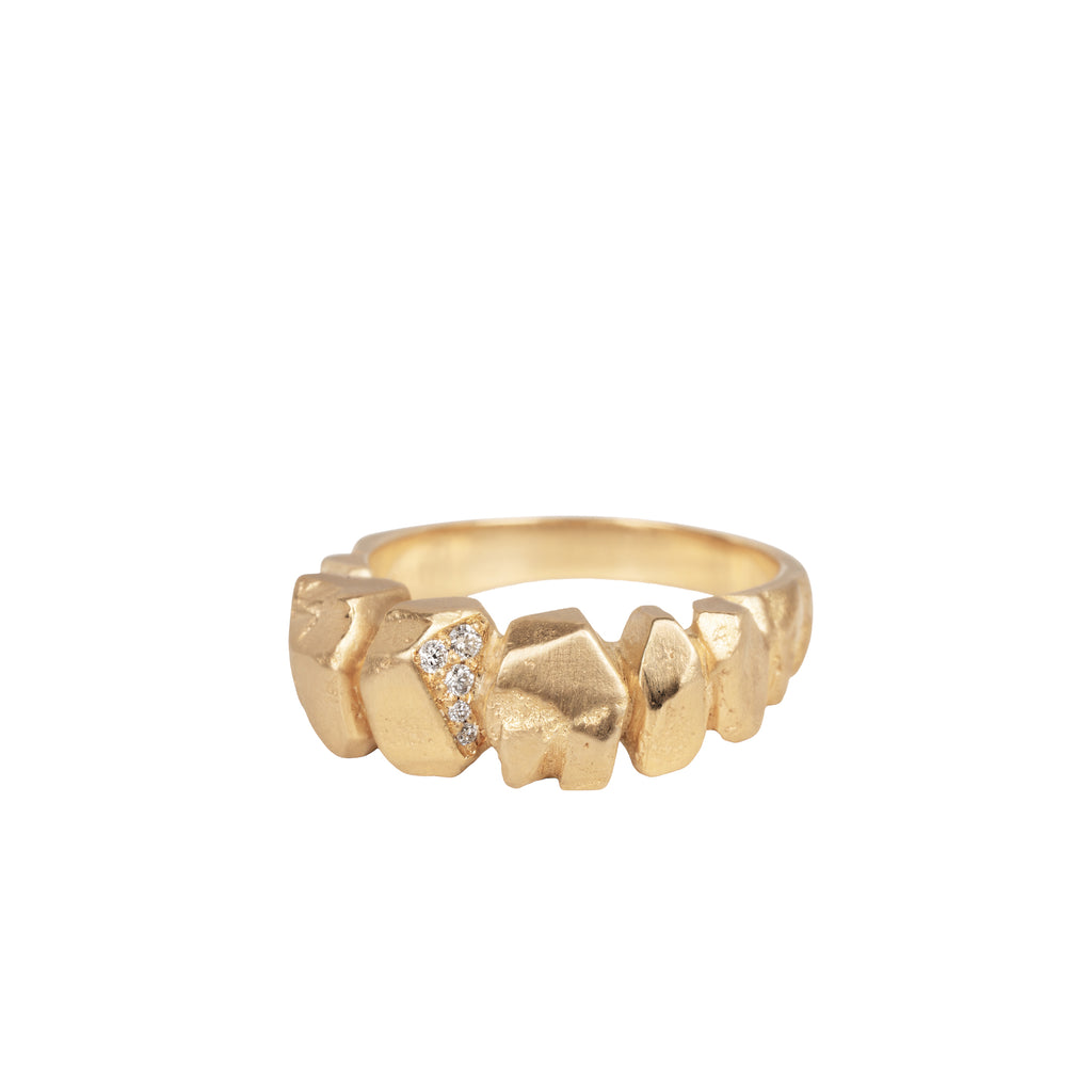 Chunky Gold Nugget Diamond Ring – ætla